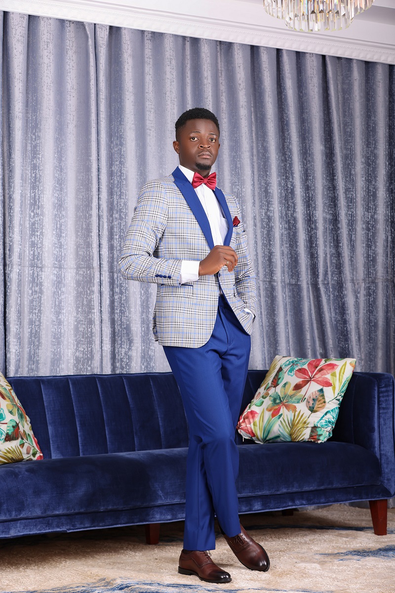 Grey Blue Checked 3pc Tuxedo Men Suit - Inseason Stylez